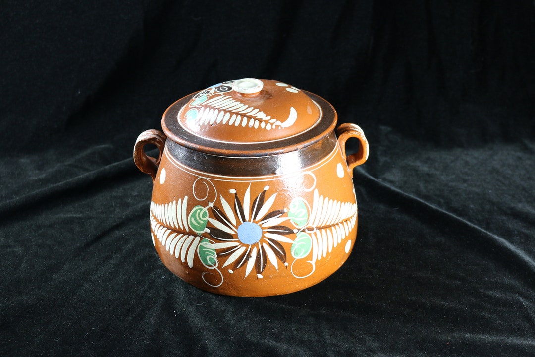 Covered Bean Pot Tlaquepaque Redware Large - Etsy