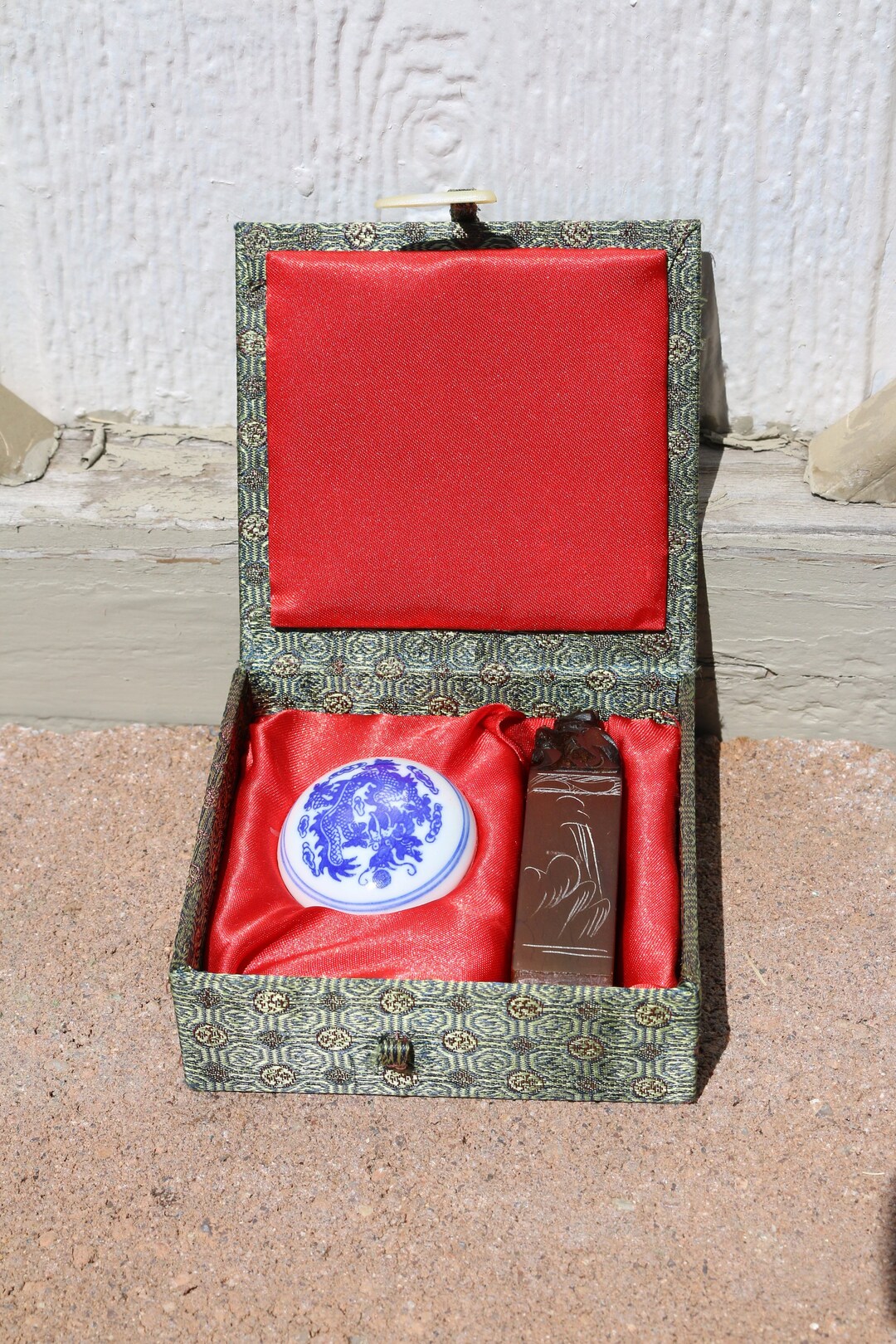 Chinese Stamp Kit in Brocade Box - Blank Stamp - Etsy