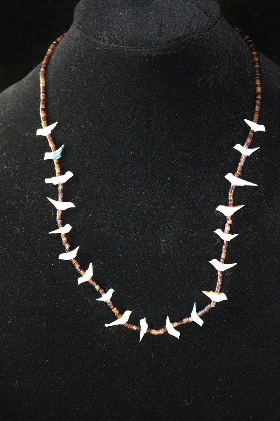Native American Shell and Heishi Fetish Necklace - Gem