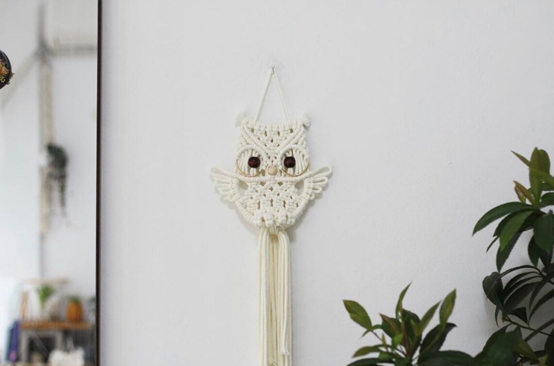 Mur de hibou de Macrame accrochant mur de boho accrochant - Etsy France