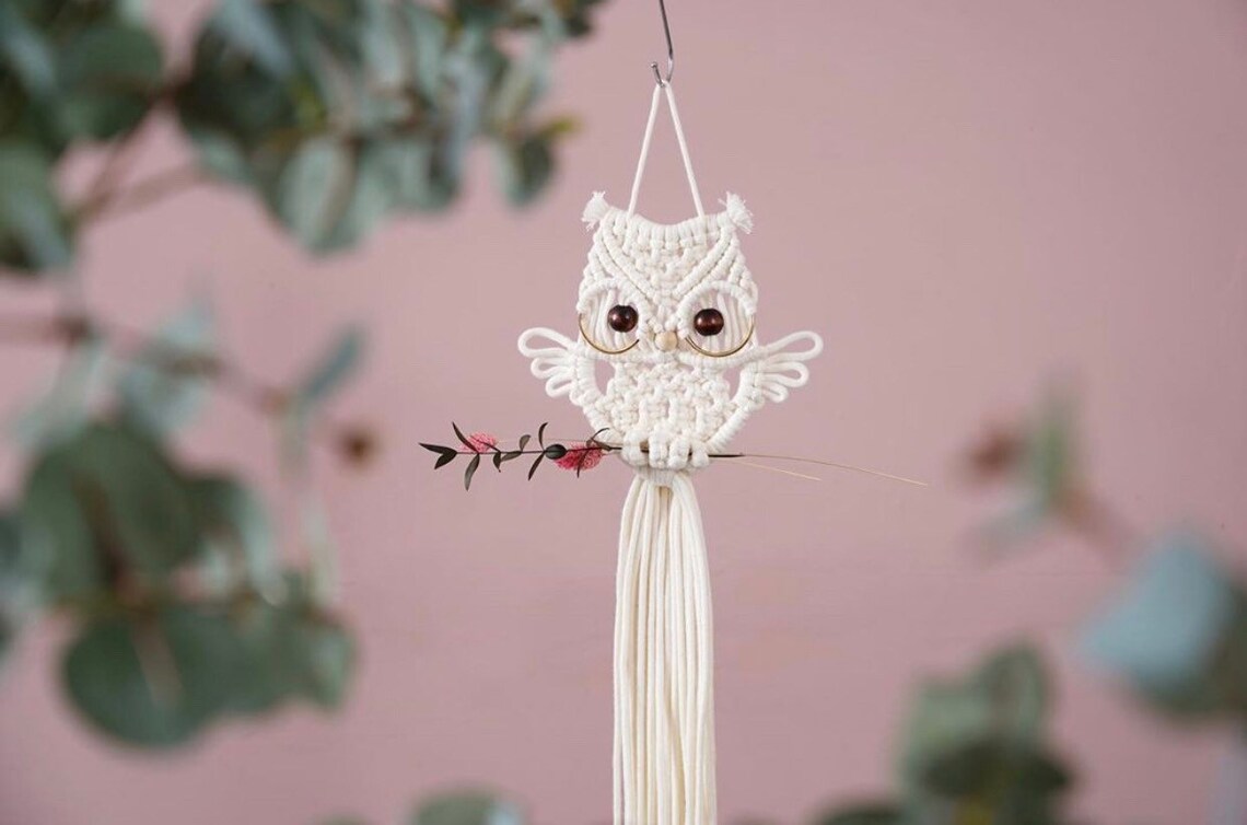 Mur de hibou de Macrame accrochant mur de boho accrochant | Etsy France