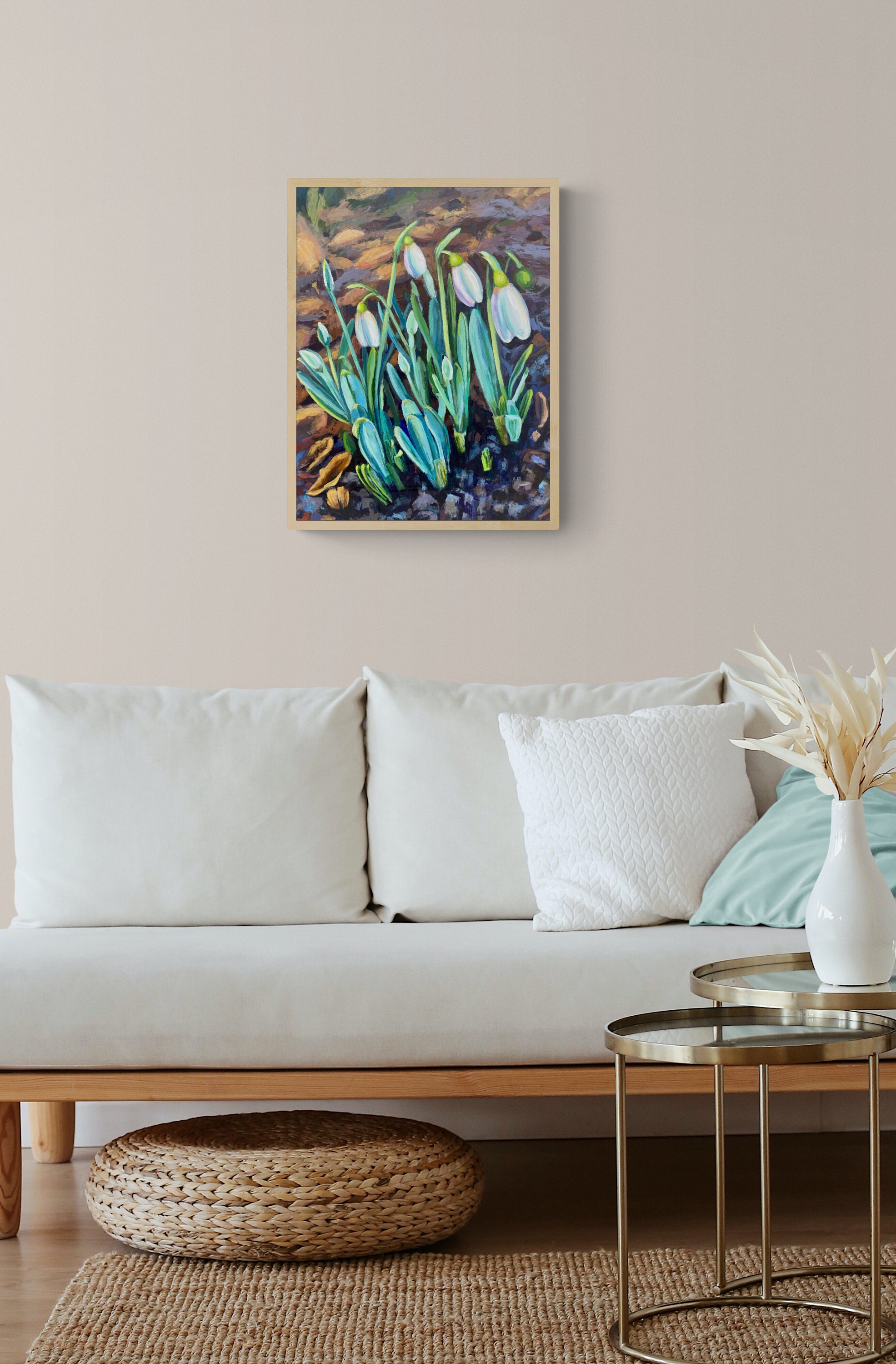 Snowdrops Art, Spring Flowers Painting, Spring Art, White Flower Art ...