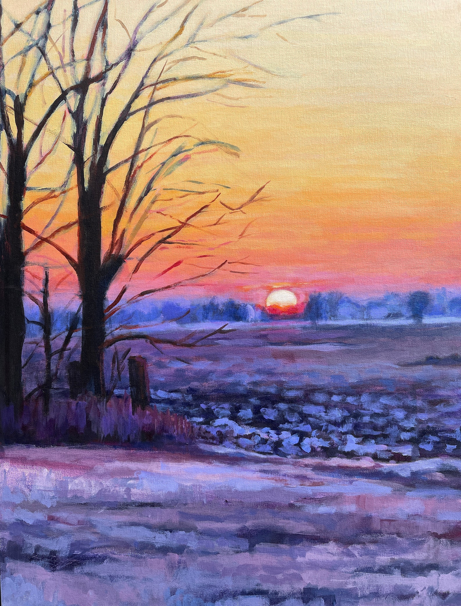 Sunrise Painting Farm Field Wall Art Country Road Sunrise - Etsy