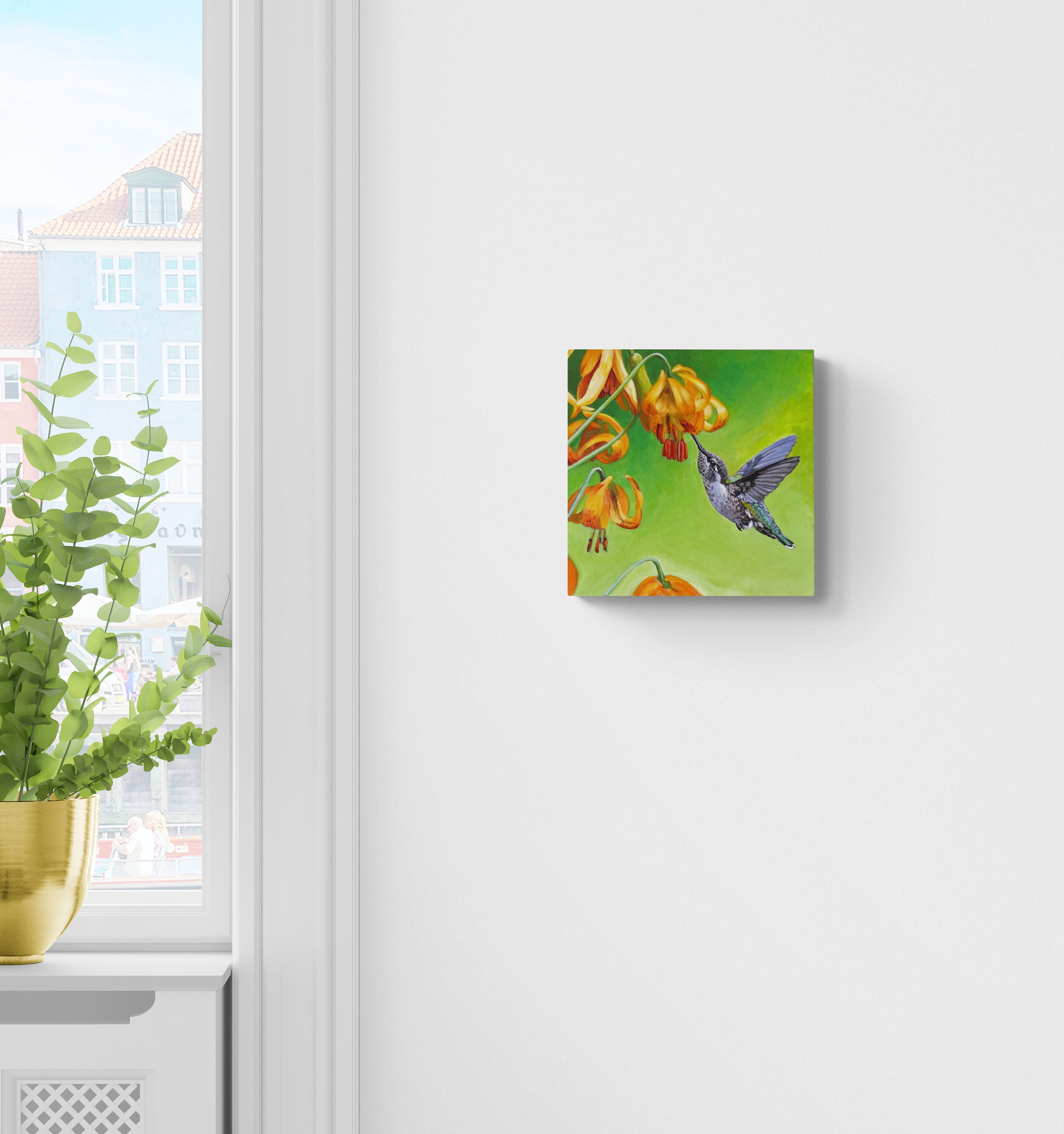 Hummingbird Painting, Hummingbird Canvas, Small Wall Bird Art, Ruby ...