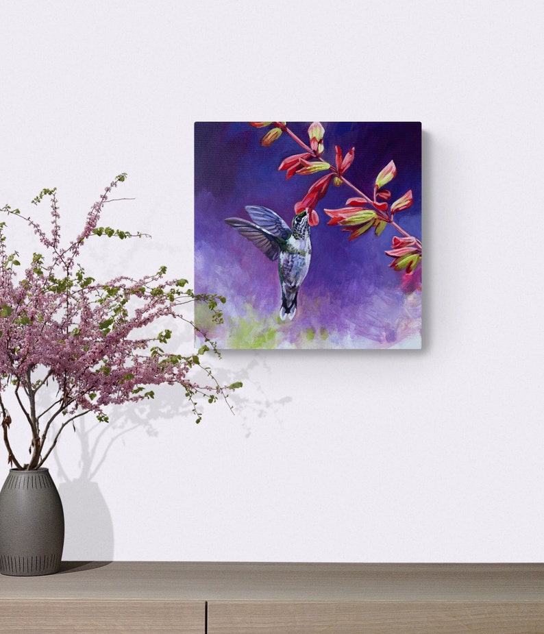 Hummingbird Painting Small Bird Wall Art Hummingbird Canvas - Etsy