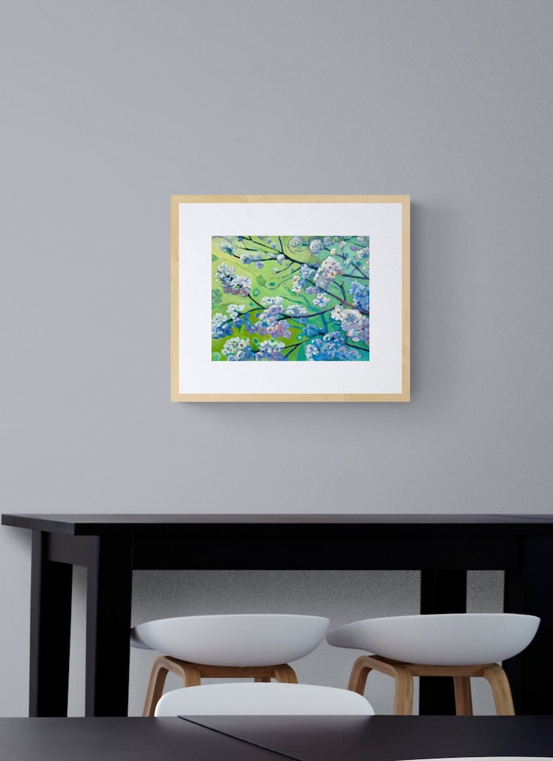 White Blossoms Art, Spring Green Painting, Spring Tree Blossoms, Splash ...