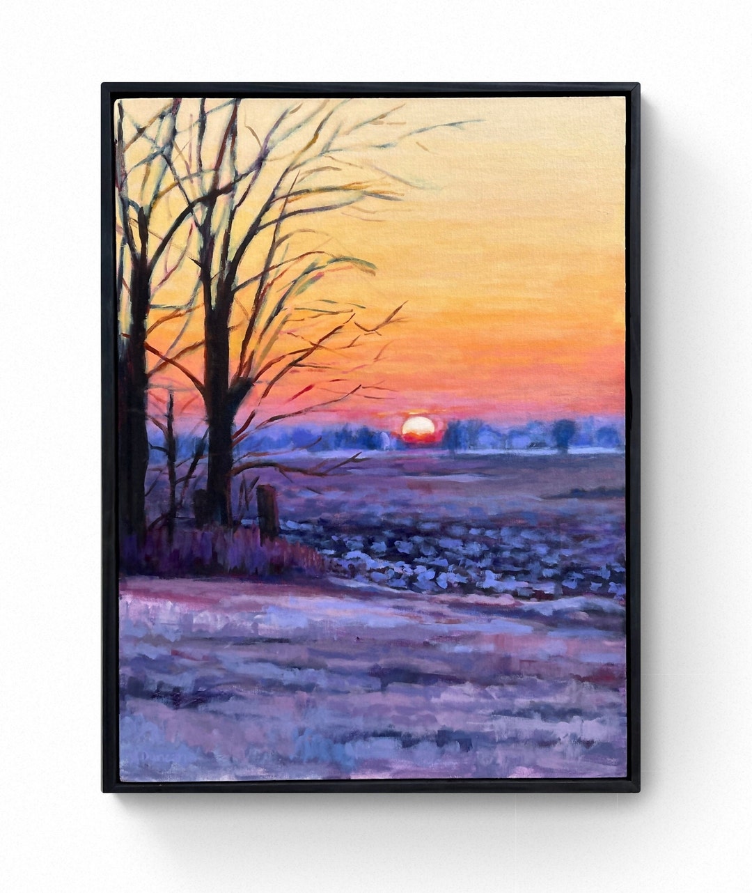Sunrise Painting, Farm Field Wall Art, Country Road Sunrise, Sunrise ...