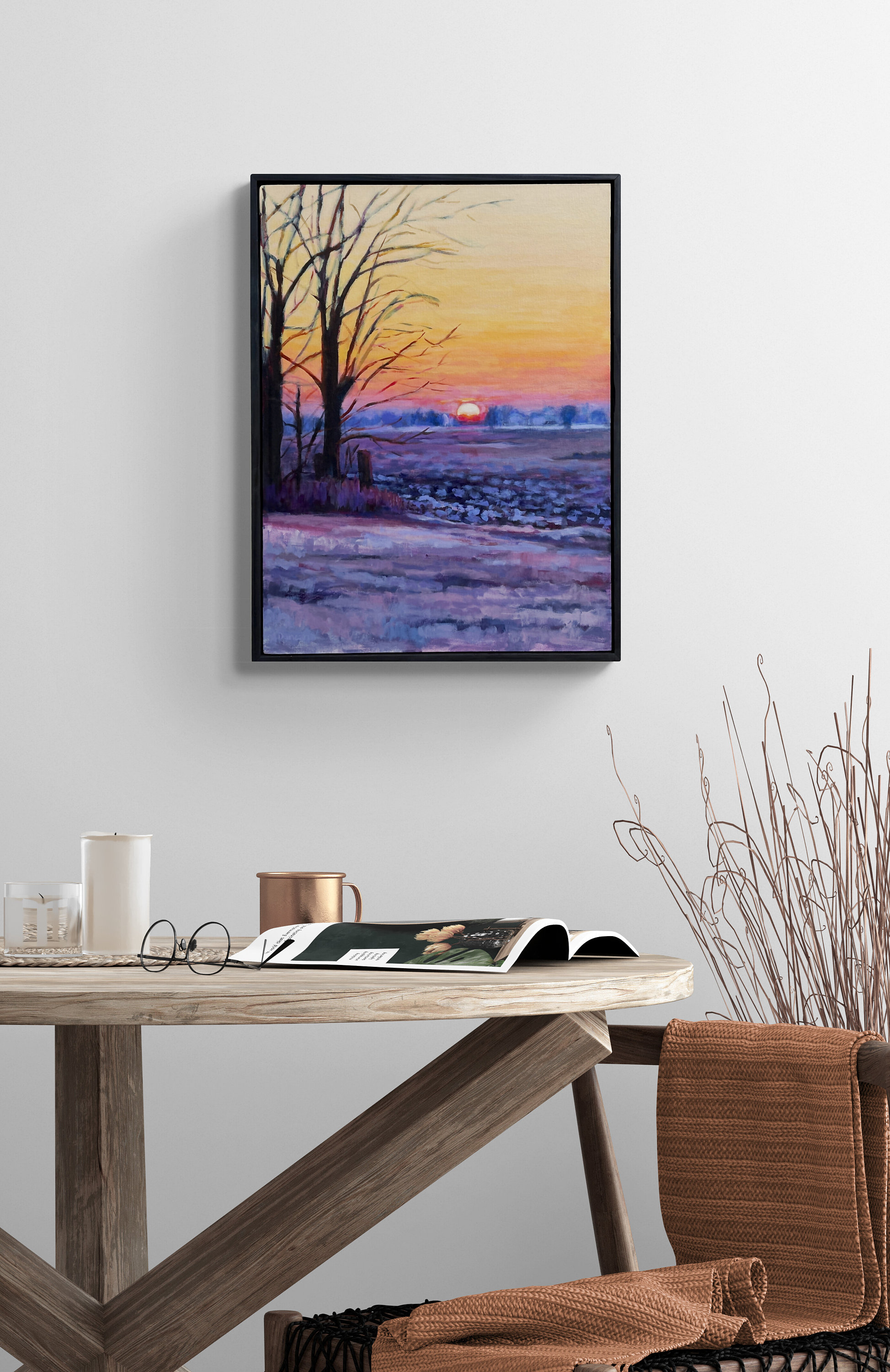 Sunrise Painting Farm Field Wall Art Country Road Sunrise - Etsy