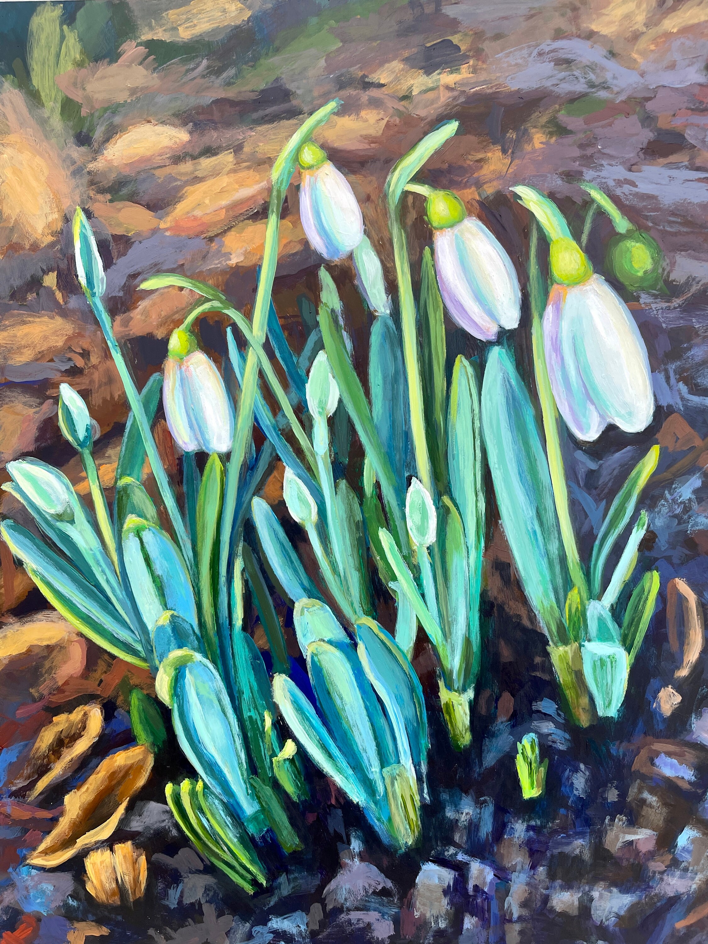 Snowdrops Art, Spring Flowers Painting, Spring Art, White Flower Art ...