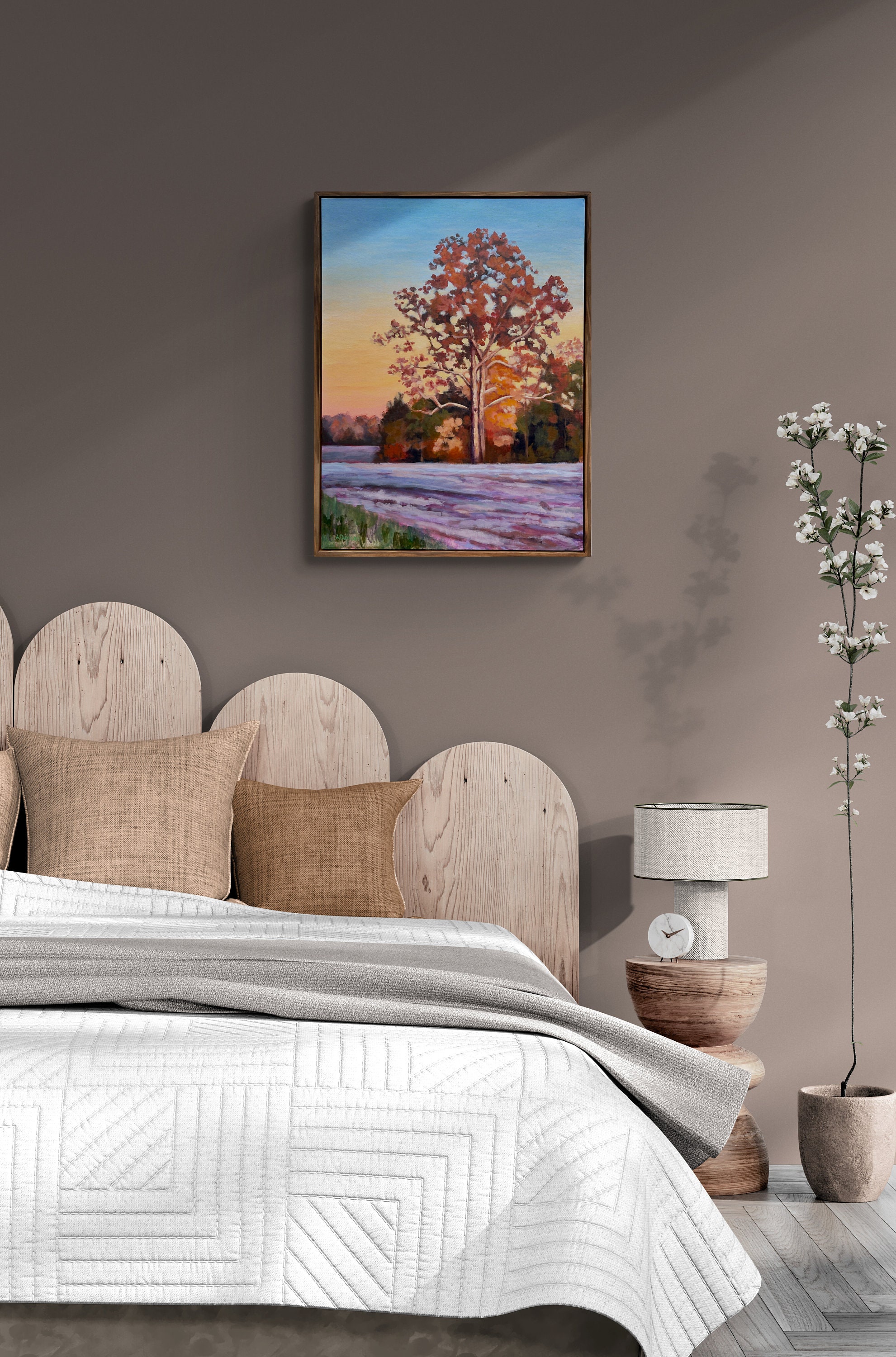 Autumn Sunset Painting, Fall Trees Painting, Autumn Countryside Wall ...