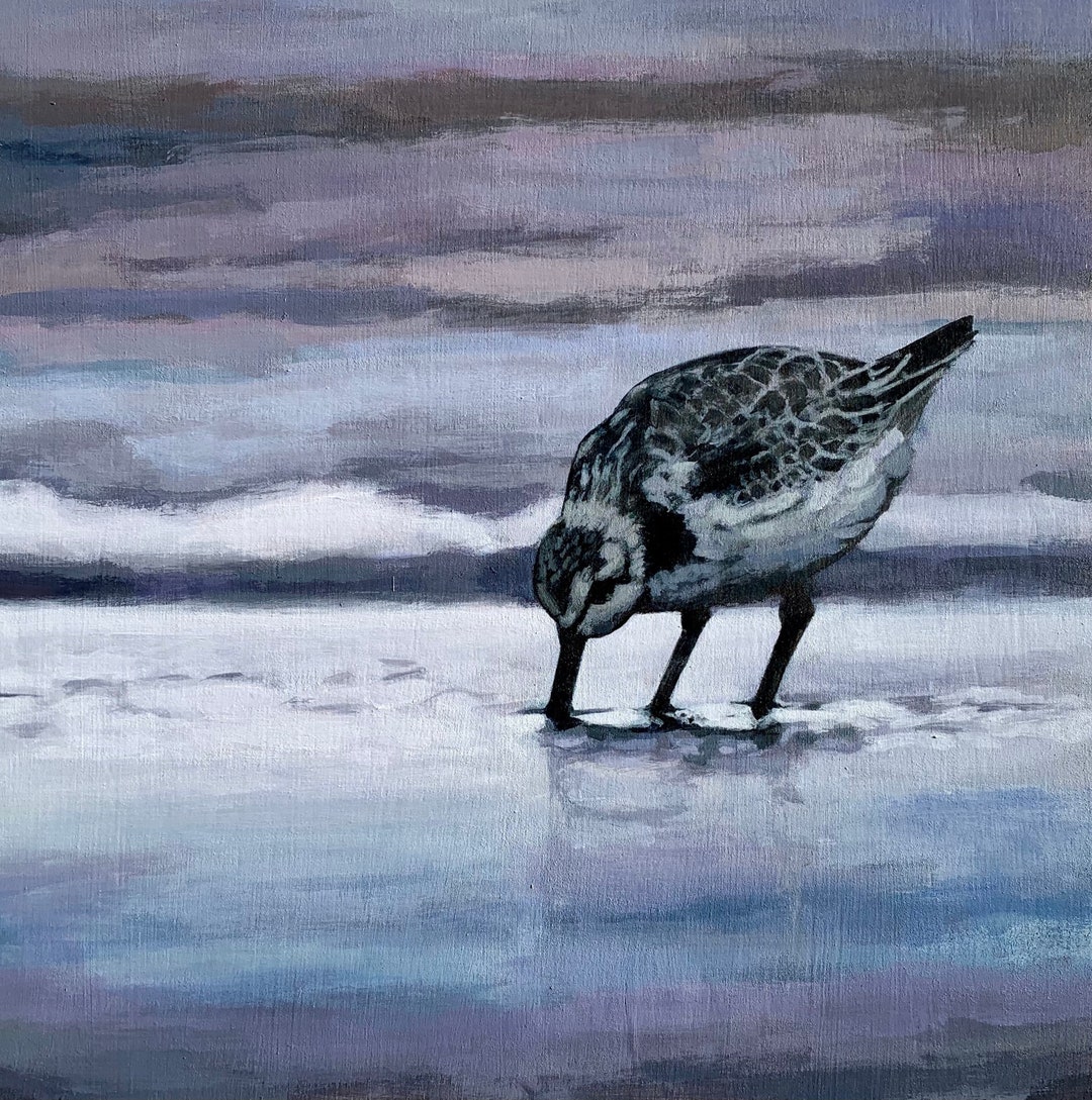 Shore Bird Art, Bird on the Shore, Beach Shore Art, Bird in the Surf ...