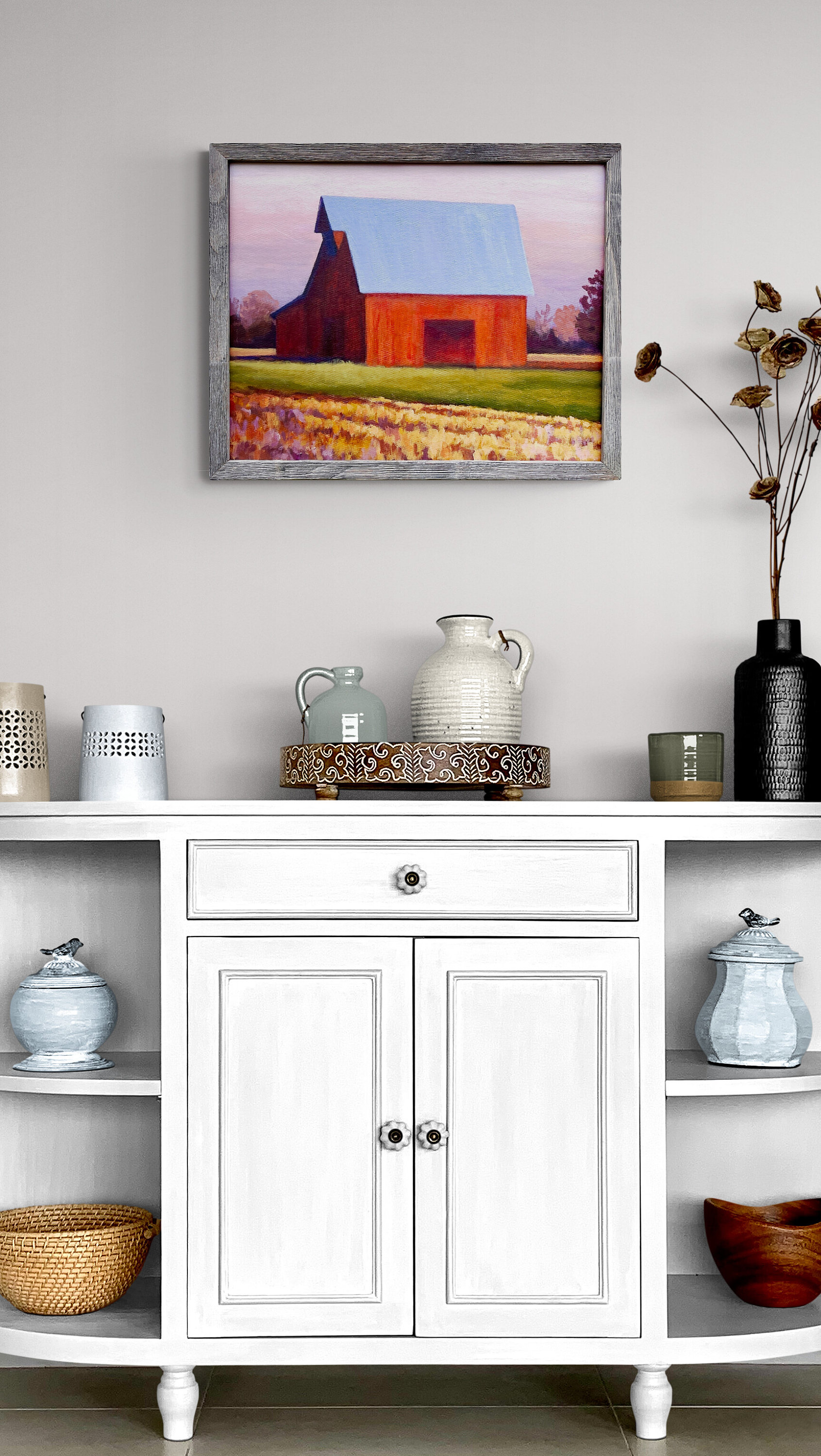 Red Barn Painting, Modern Barn, Red Barn Art, Original Barn Art, Simple ...