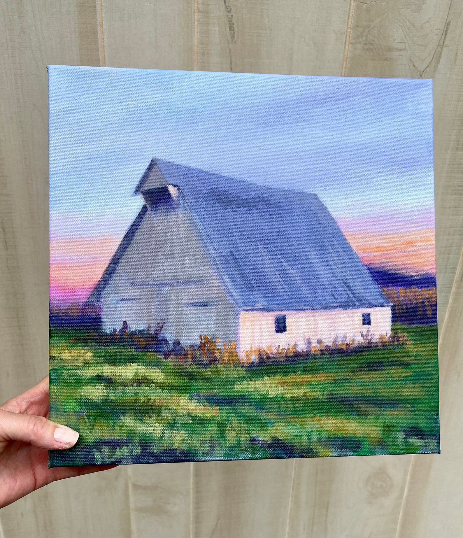 Barn on Canvas, Rustic Barn Art, White Barn Painting, Barn Lover Art ...