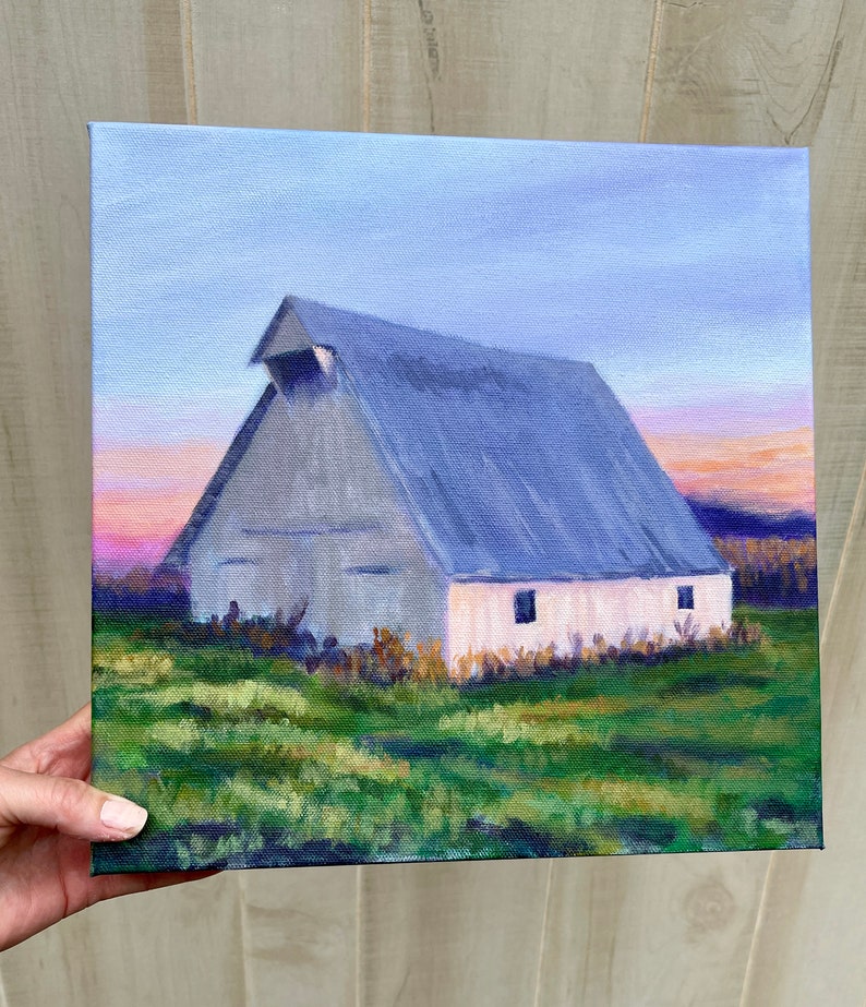 Barn on Canvas, Rustic Barn Art, White Barn Painting, Barn Lover Art ...