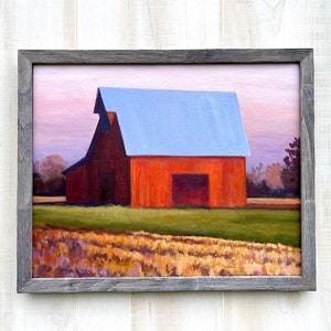 Red Barn Painting, Modern Barn, Red Barn Art, Original Barn Art, Simple ...