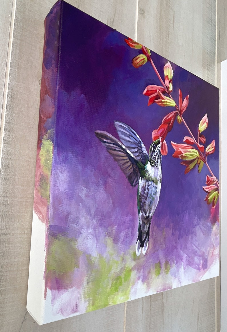 Hummingbird Painting Small Bird Wall Art Hummingbird Canvas - Etsy
