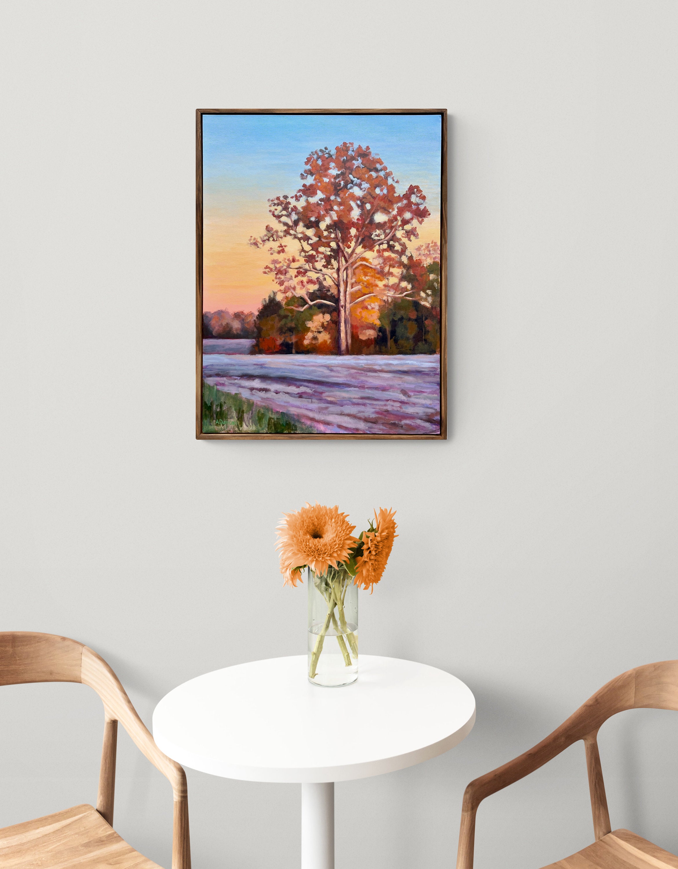 Autumn Sunset Painting, Fall Trees Painting, Autumn Countryside Wall ...
