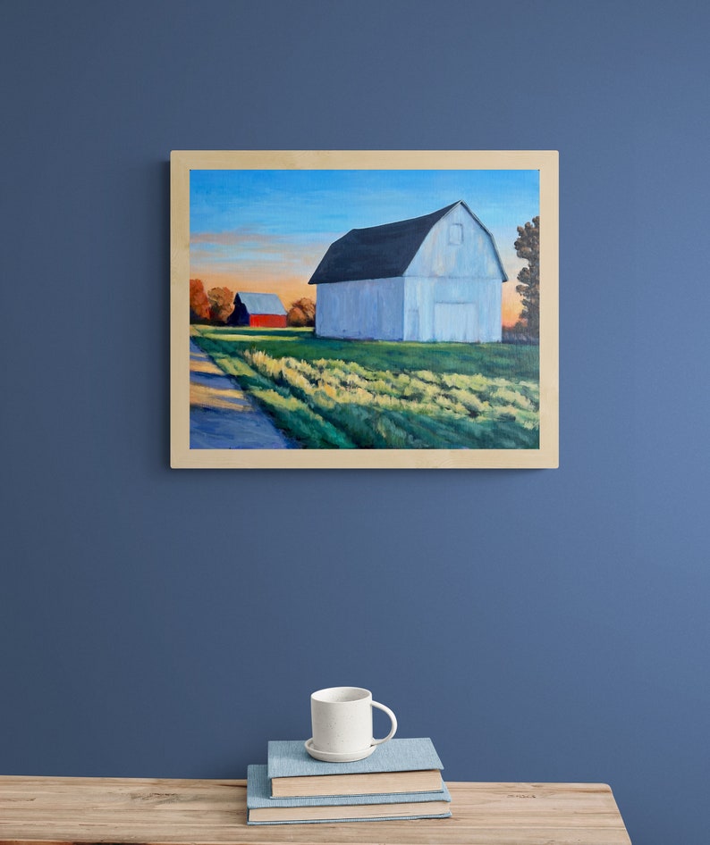 White Barn Art Barn Painting Barn Kitchen Art Modern - Etsy