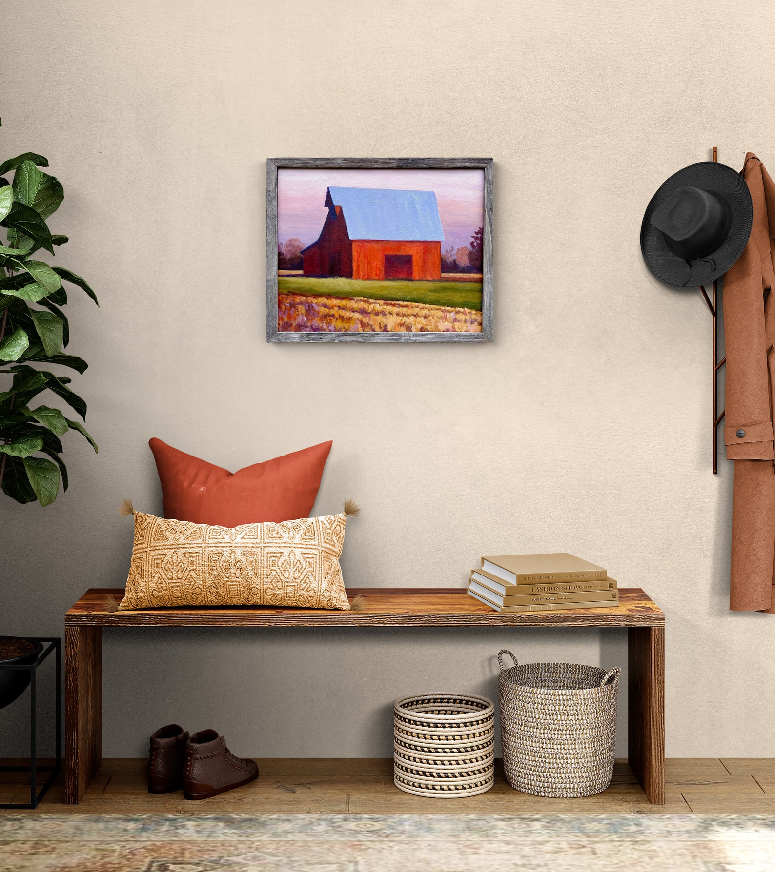 Red Barn Painting, Modern Barn, Red Barn Art, Original Barn Art, Simple ...