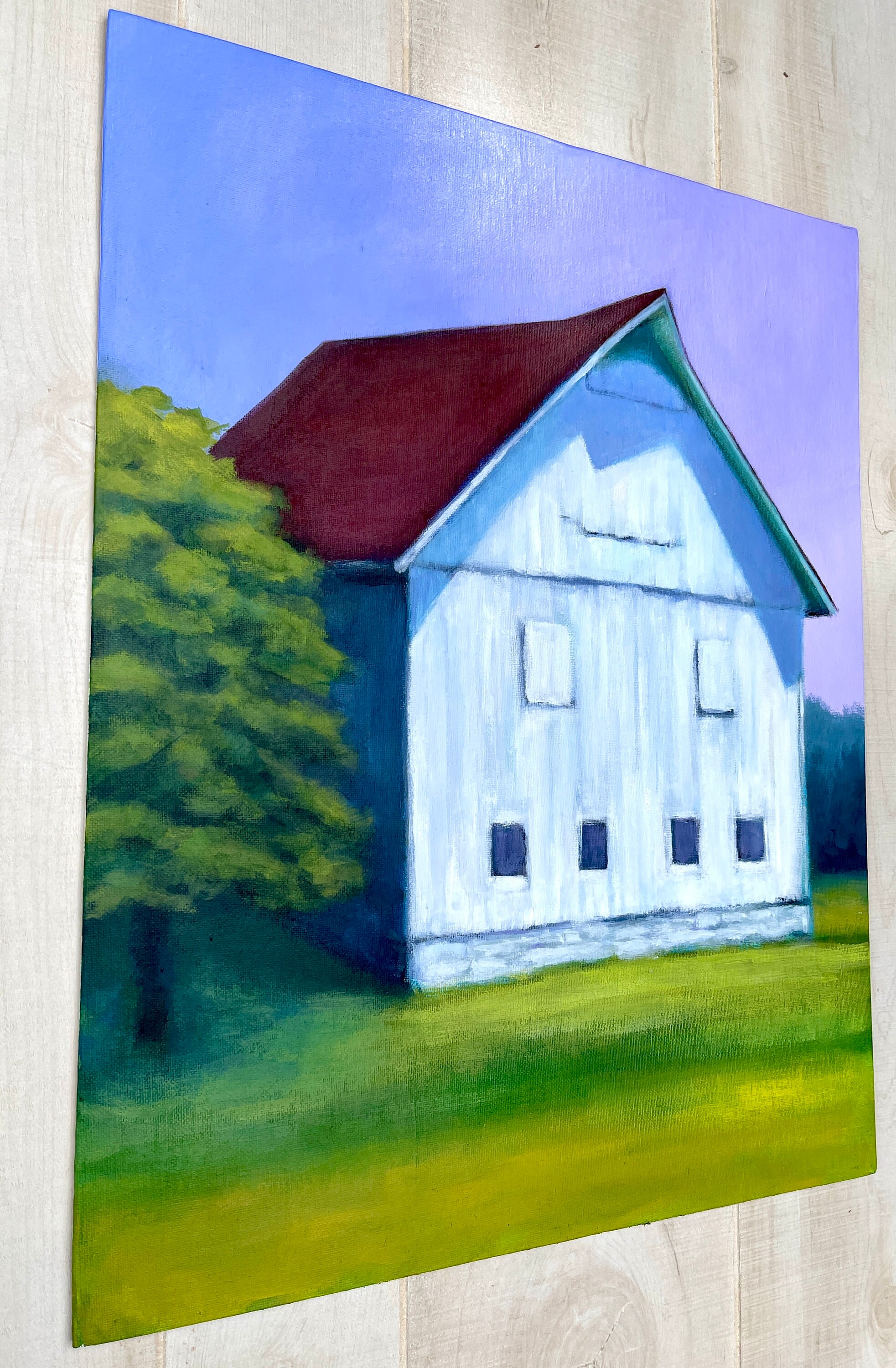 White Barn Painting, Original Barn Art, Farmhouse Barn Art, Modern Barn ...