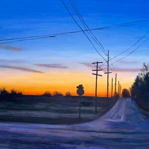 Original Sunset Painting Country Road Art Evening Sunset - Etsy