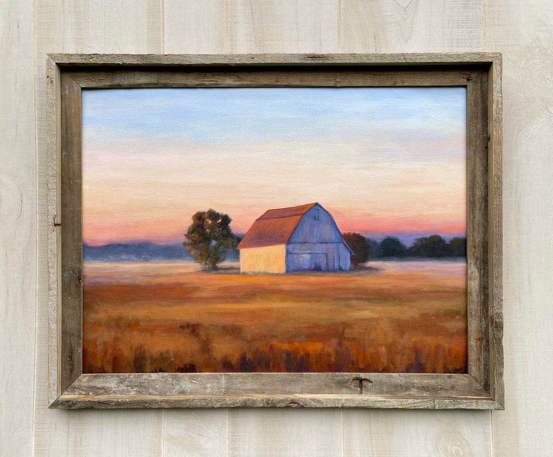 Sunset Barn, Cozy Barn Art, Country Sunset Art, Bedroom Barn Art ...