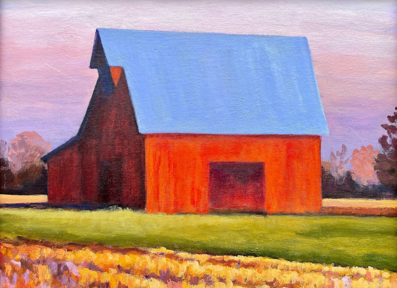Red Barn Painting, Modern Barn, Red Barn Art, Original Barn Art, Simple ...