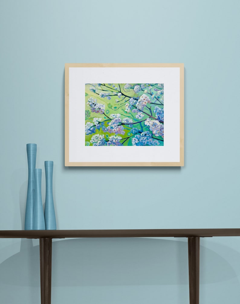 White Blossoms Art, Spring Green Painting, Spring Tree Blossoms, Splash ...