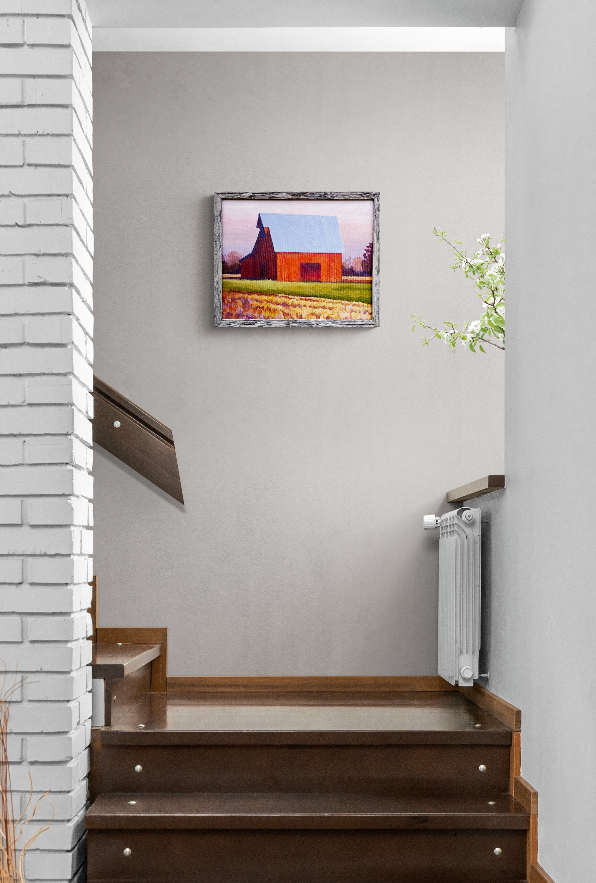 Red Barn Painting, Modern Barn, Red Barn Art, Original Barn Art, Simple ...