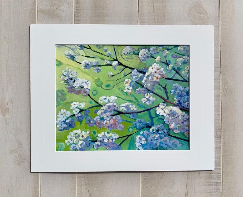 White Blossoms Art, Spring Green Painting, Spring Tree Blossoms, Splash ...