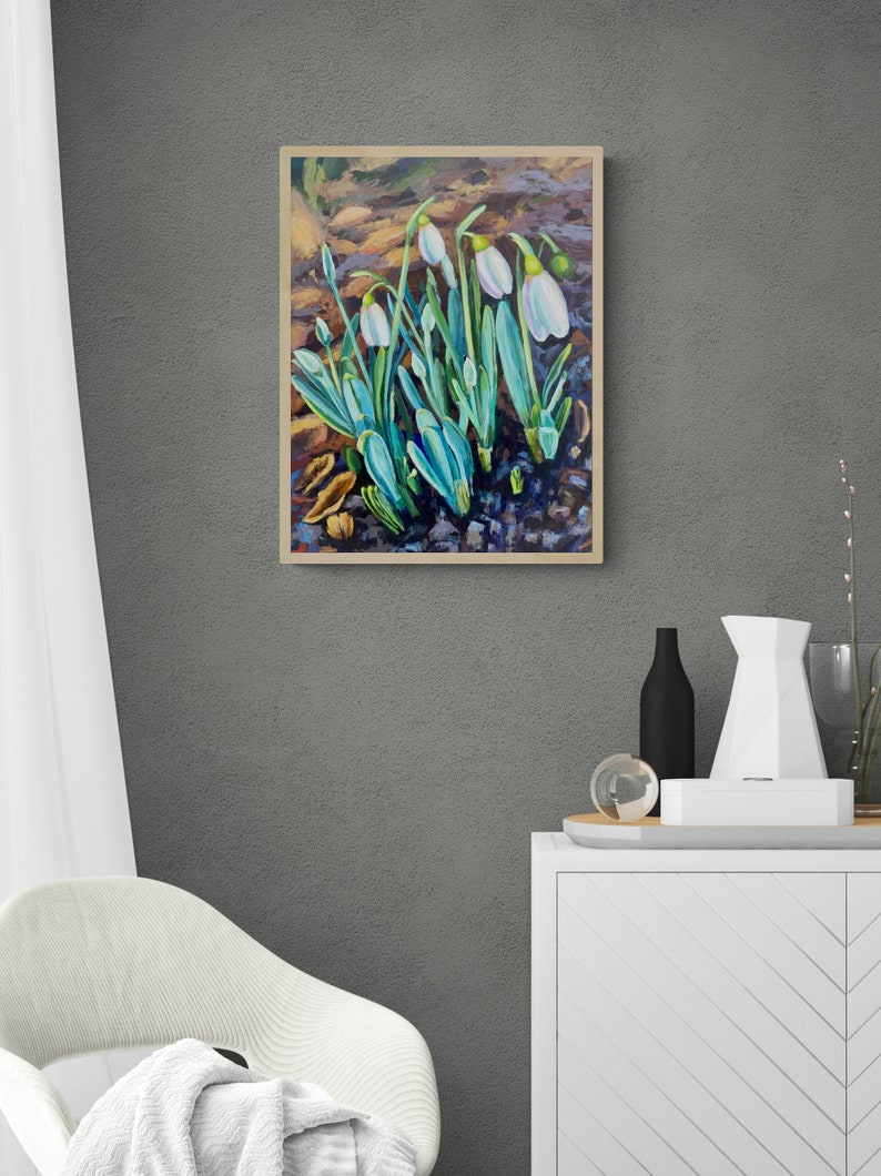 Snowdrops Art, Spring Flowers Painting, Spring Art, White Flower Art ...