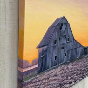 Sunset Barn Art, Rustic Barn on Canvas, Old Barn Painting, Modern ...