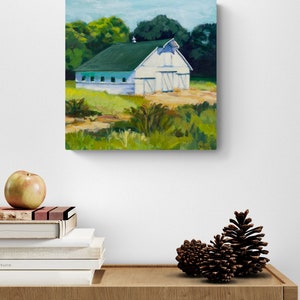 Summer Barn, Old White Barn, Barn Painting, Farmhouse Barn Art, Barn ...