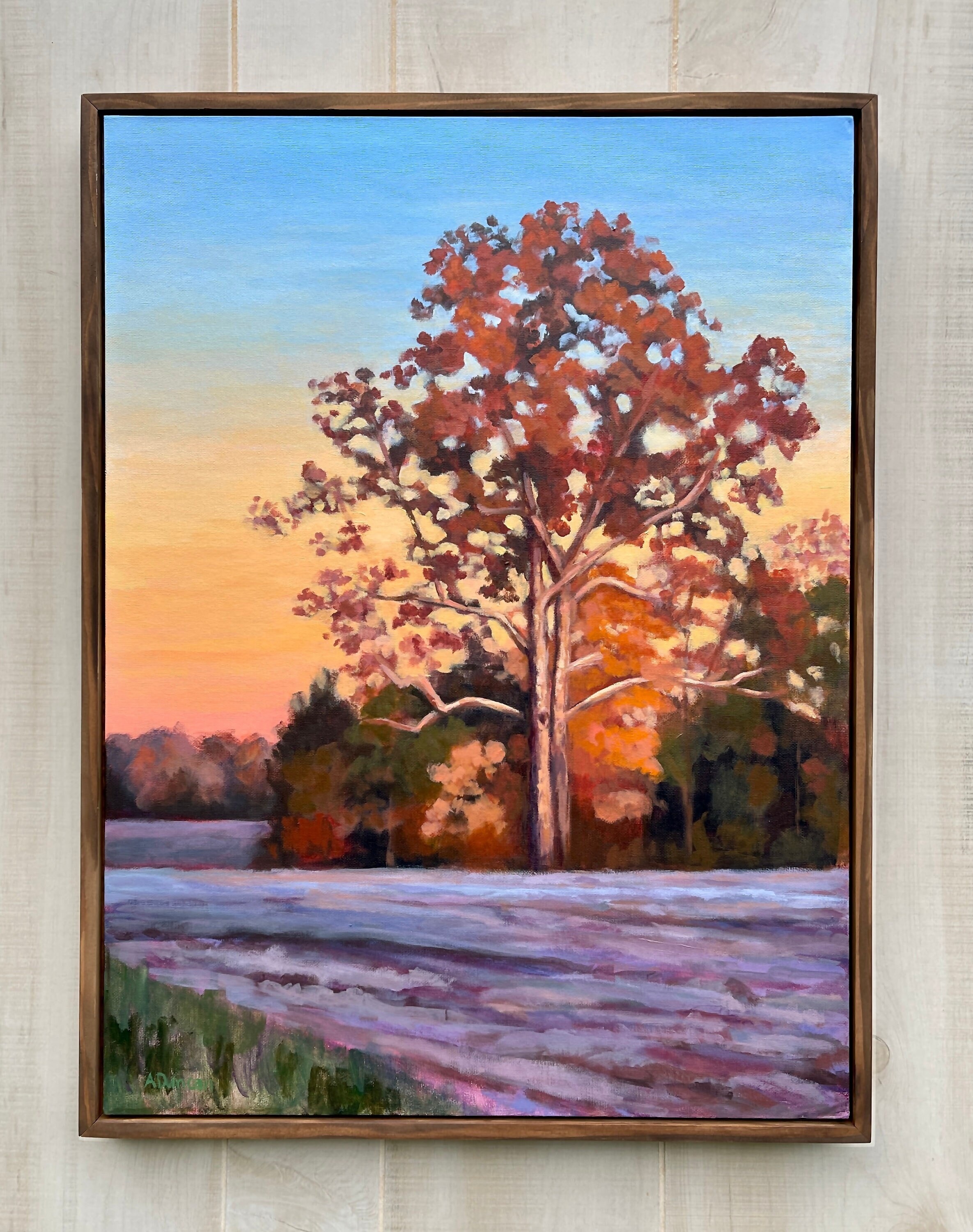 Autumn Sunset Painting, Fall Trees Painting, Autumn Countryside Wall ...