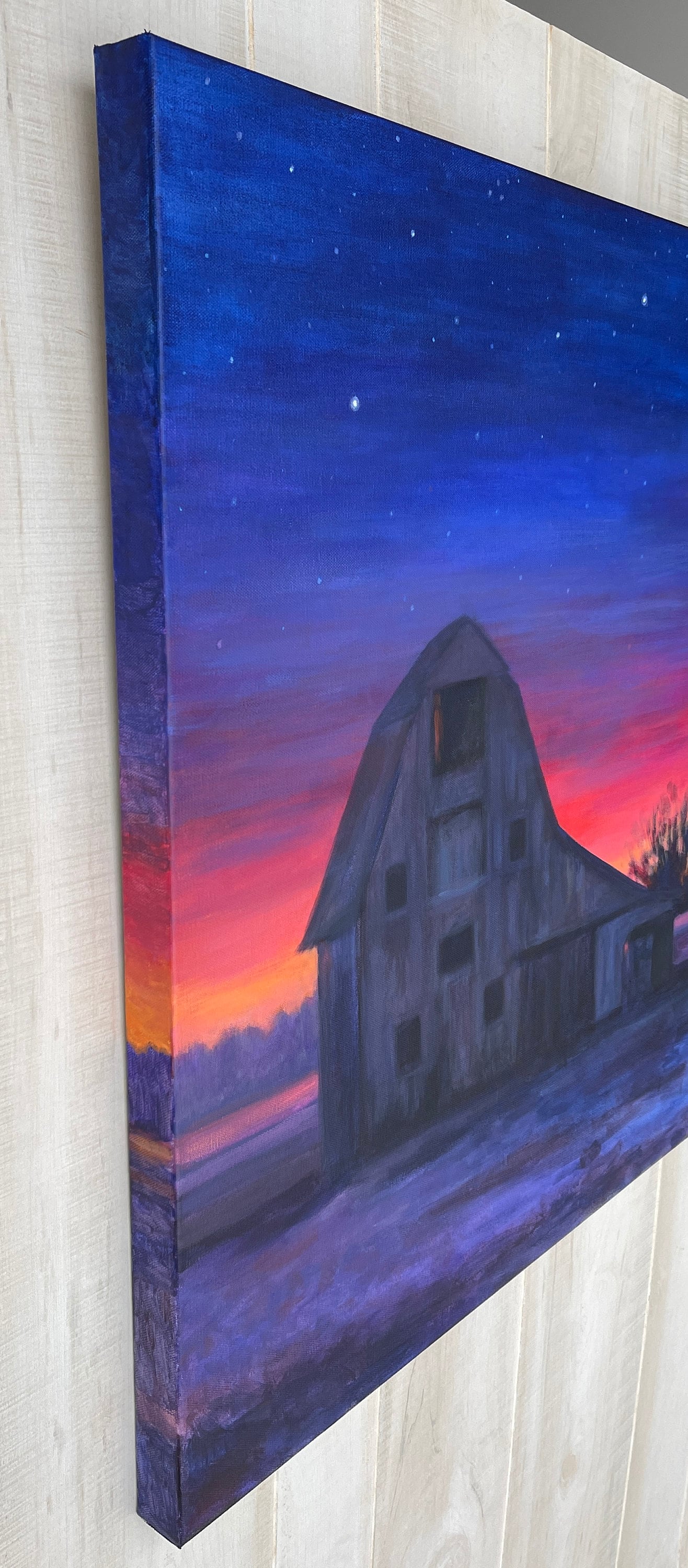 Barn at Twilight, Old Barn Sunset, Rustic Barn on Canvas, Farm Scene ...