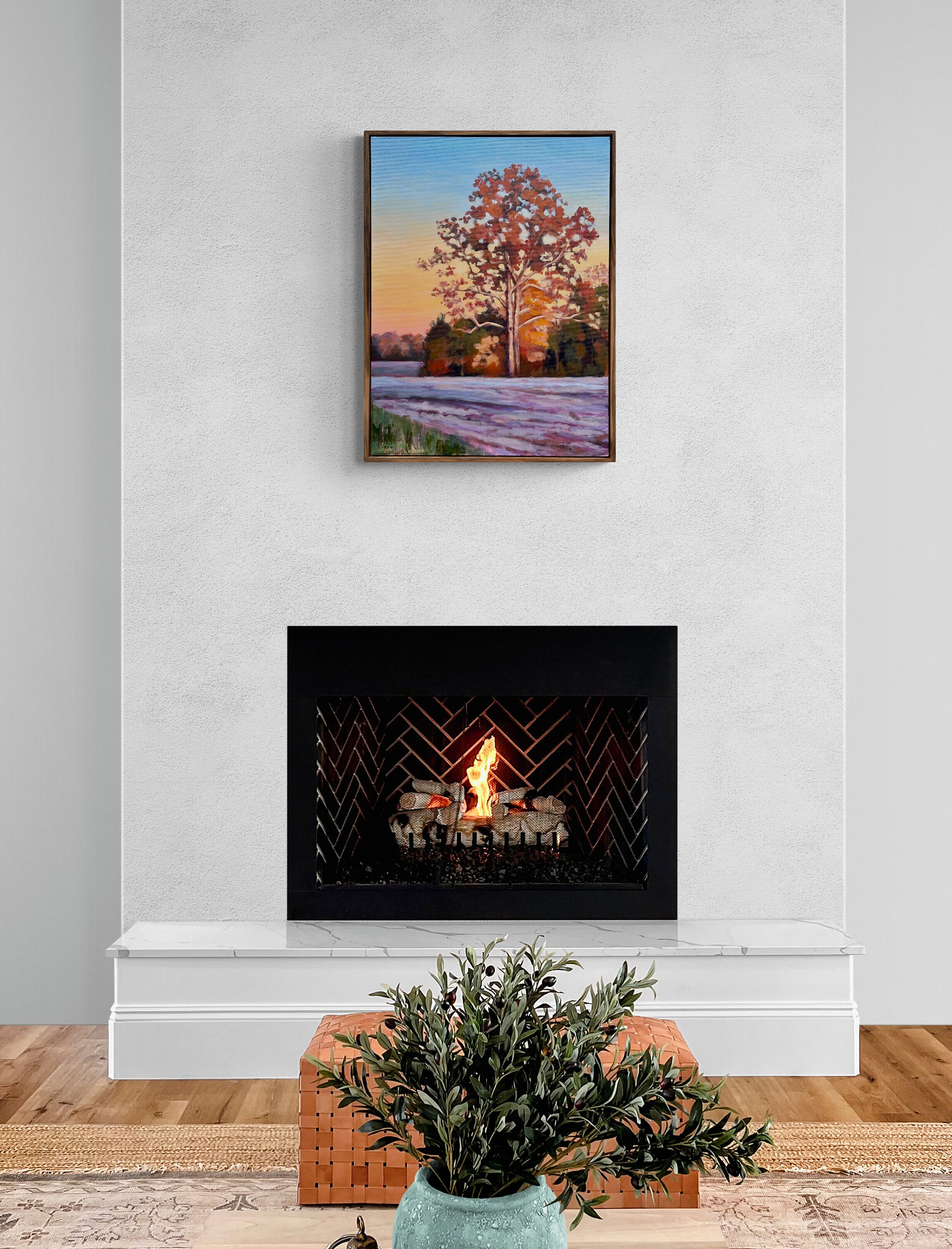 Autumn Sunset Painting, Fall Trees Painting, Autumn Countryside Wall ...
