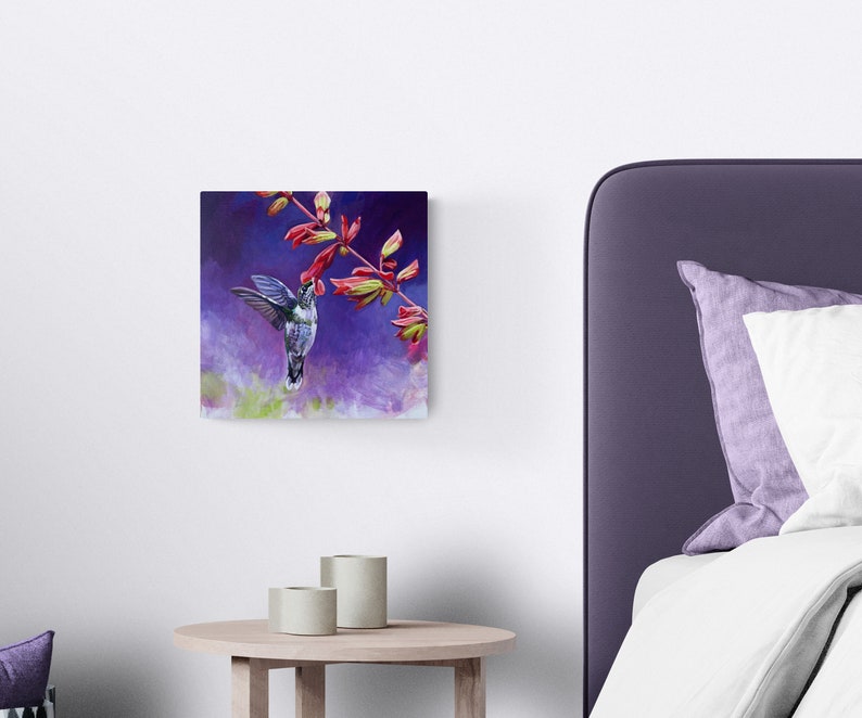 Hummingbird Painting Small Bird Wall Art Hummingbird Canvas - Etsy