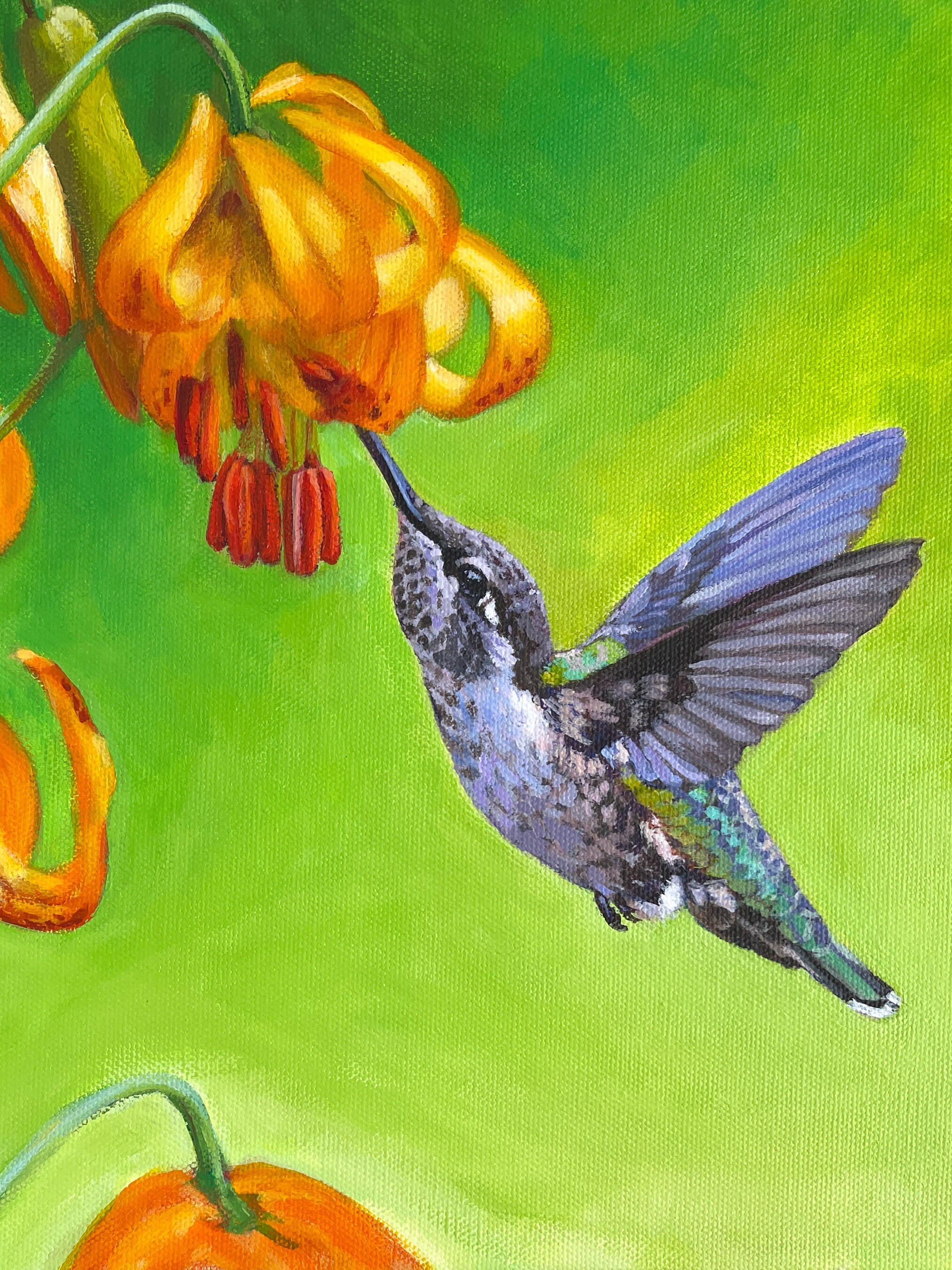 Hummingbird Painting, Hummingbird Canvas, Small Wall Bird Art, Ruby ...