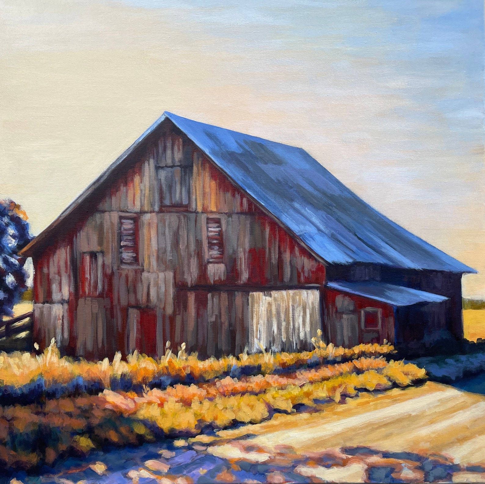 Red Barn Art, Old Barn Painting, Living Room Barn Art, Old Farm Barn ...