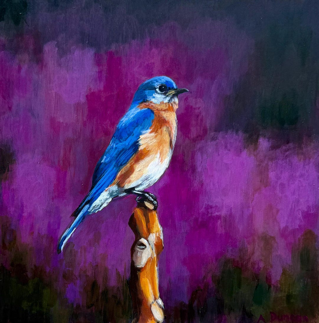 Eastern Bluebird, Bluebird Painting, Small Bird Wall Art, Bluebird Art ...