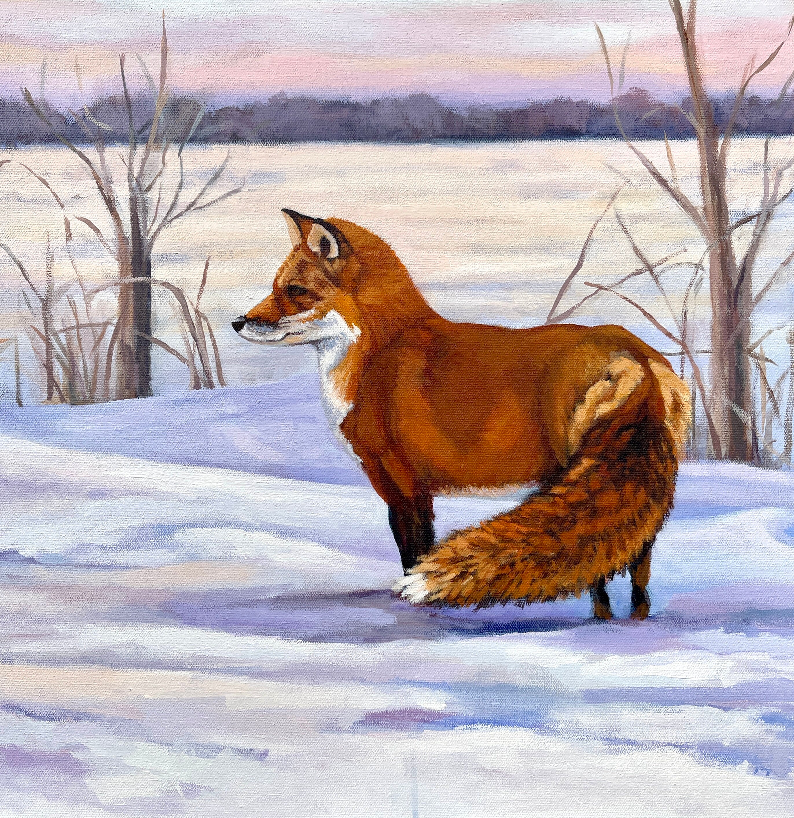 Fox Painting, Fox in Snow, Red Fox Art, Wildlife Fox Art, Fox Painting ...