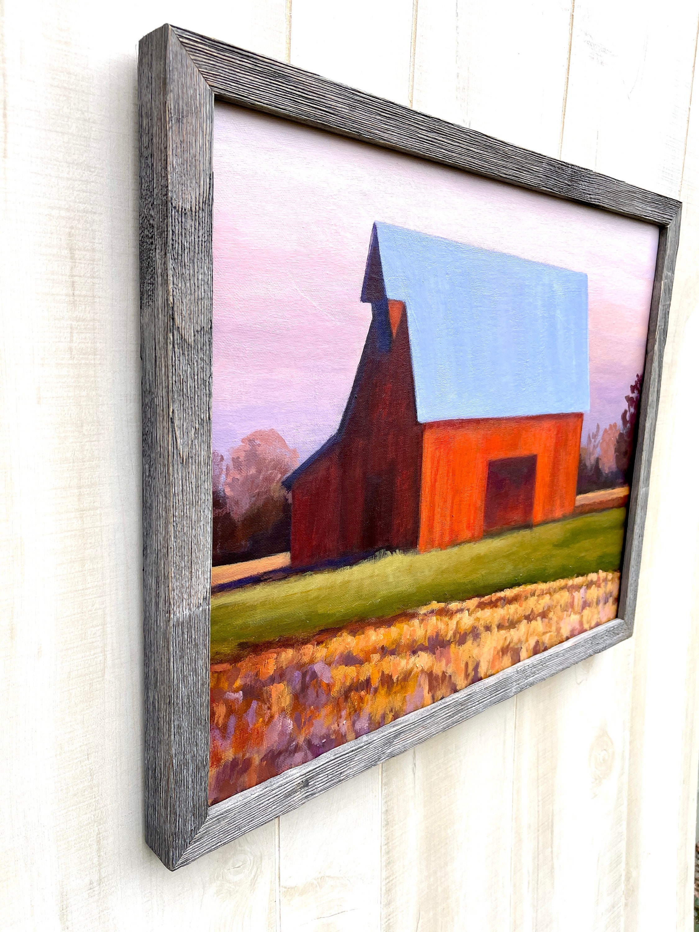 Red Barn Painting, Modern Barn, Red Barn Art, Original Barn Art, Simple ...