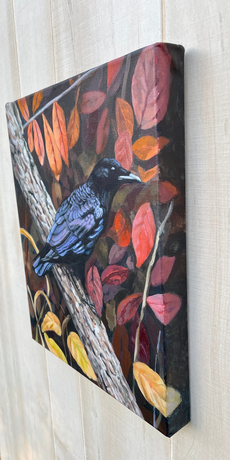 American Crow Crow Painting Original Black Bird Painting - Etsy