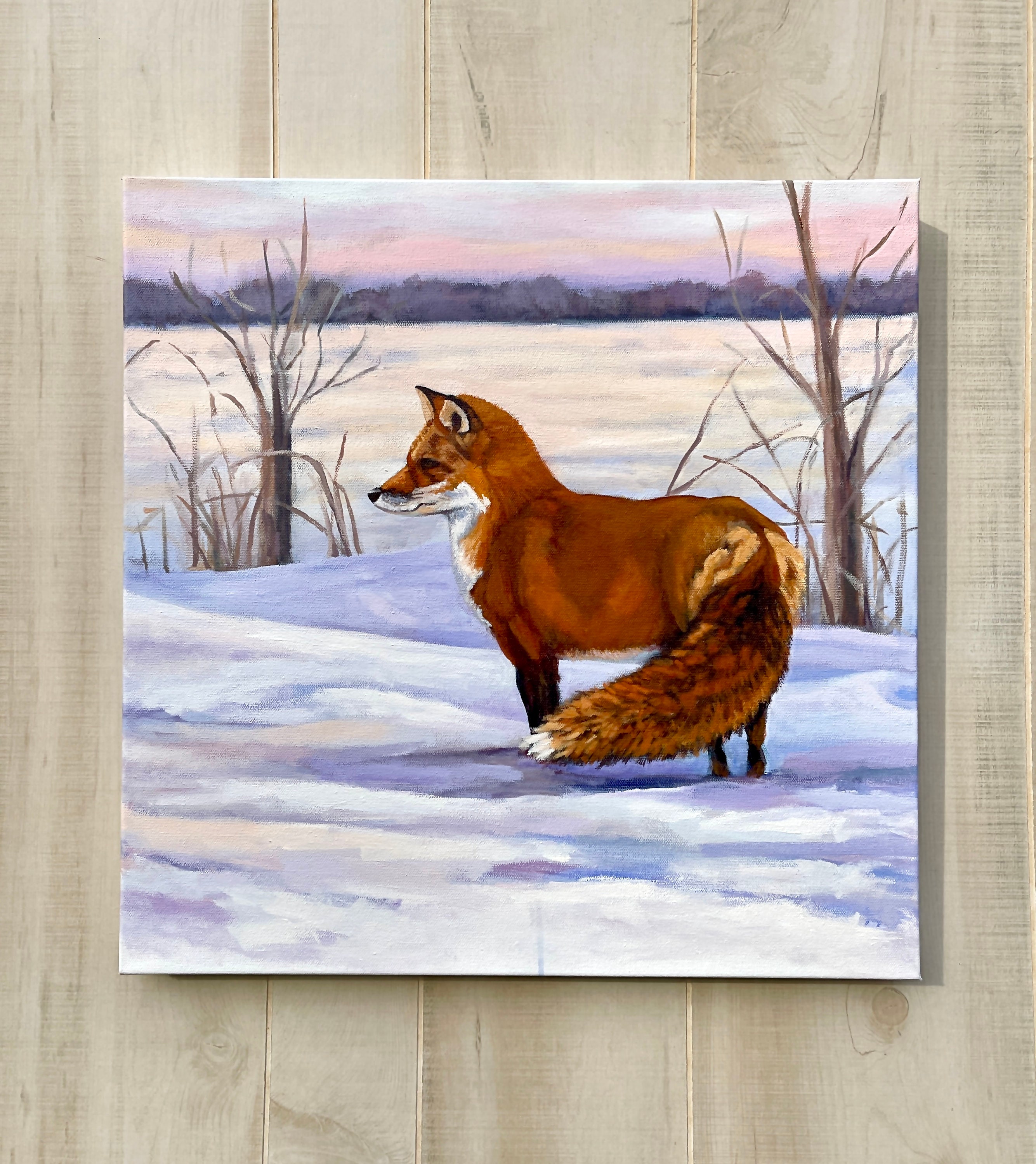 Fox Painting, Fox in Snow, Red Fox Art, Wildlife Fox Art, Fox Painting on Canvas, Original Fox ...