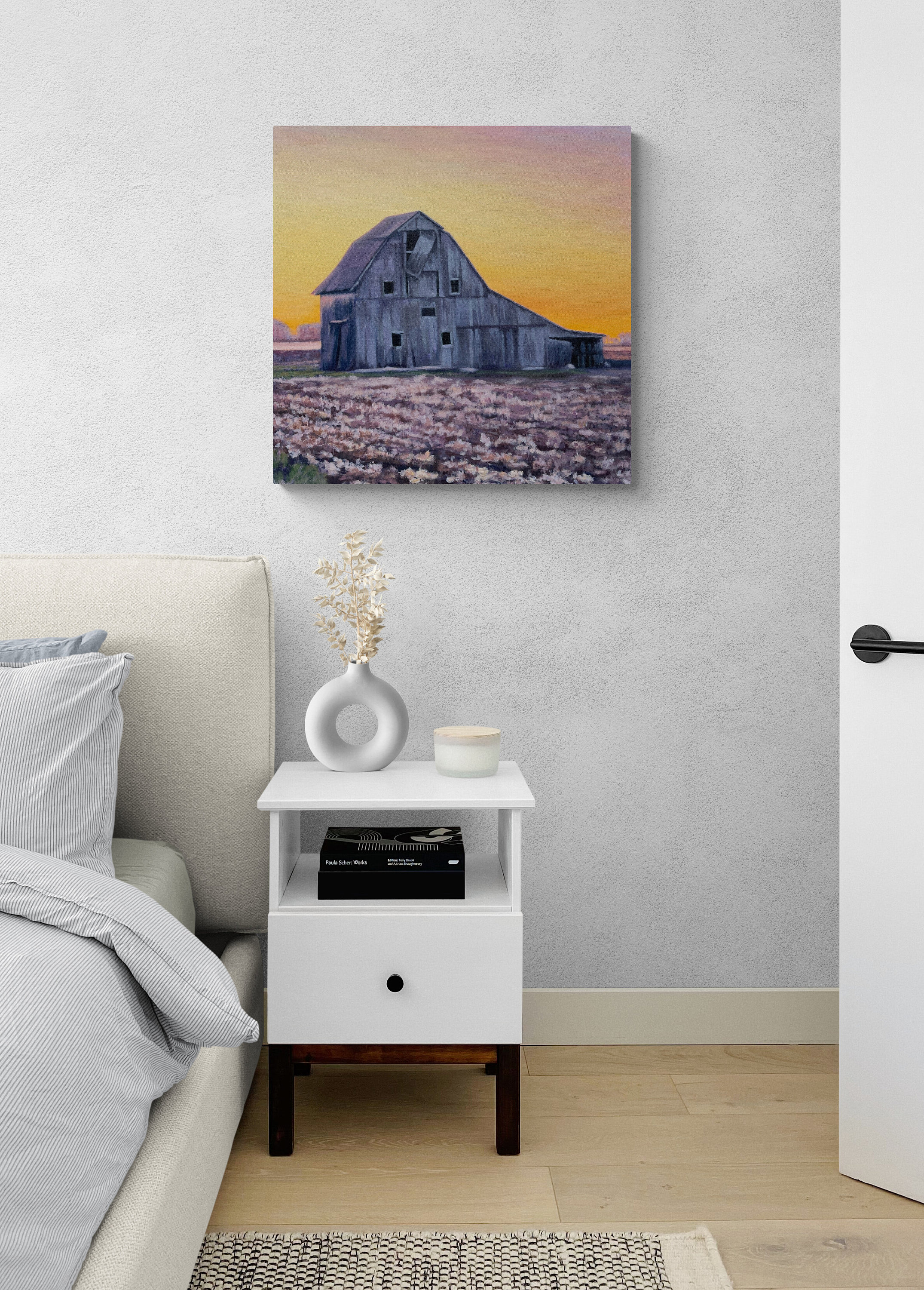 Sunset Barn Art, Rustic Barn on Canvas, Old Barn Painting, Modern ...