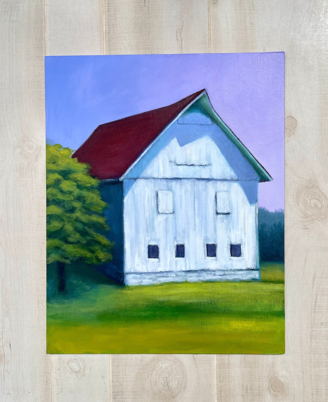 White Barn Painting, Original Barn Art, Farmhouse Barn Art, Modern Barn ...