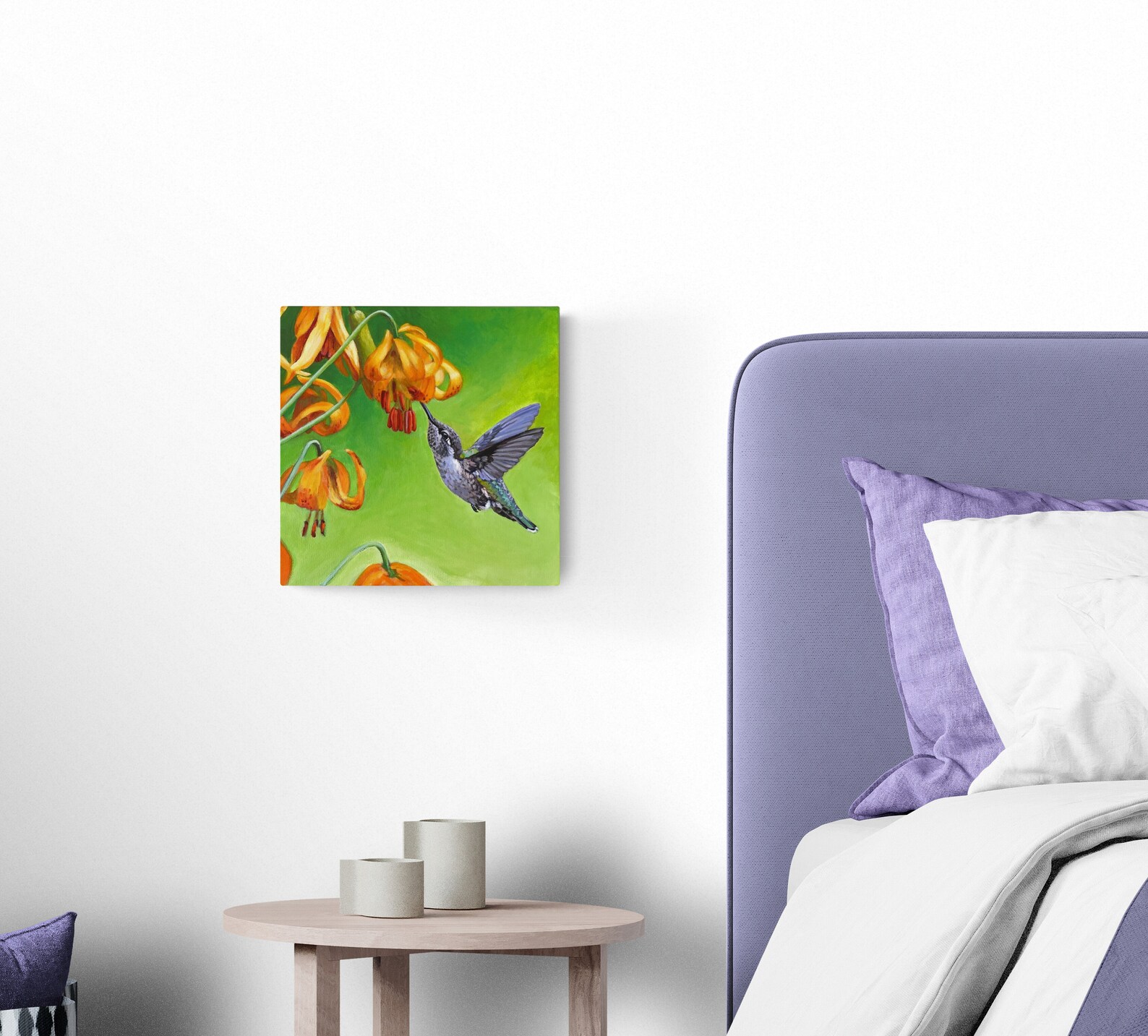 Hummingbird Painting, Hummingbird Canvas, Small Wall Bird Art, Ruby ...