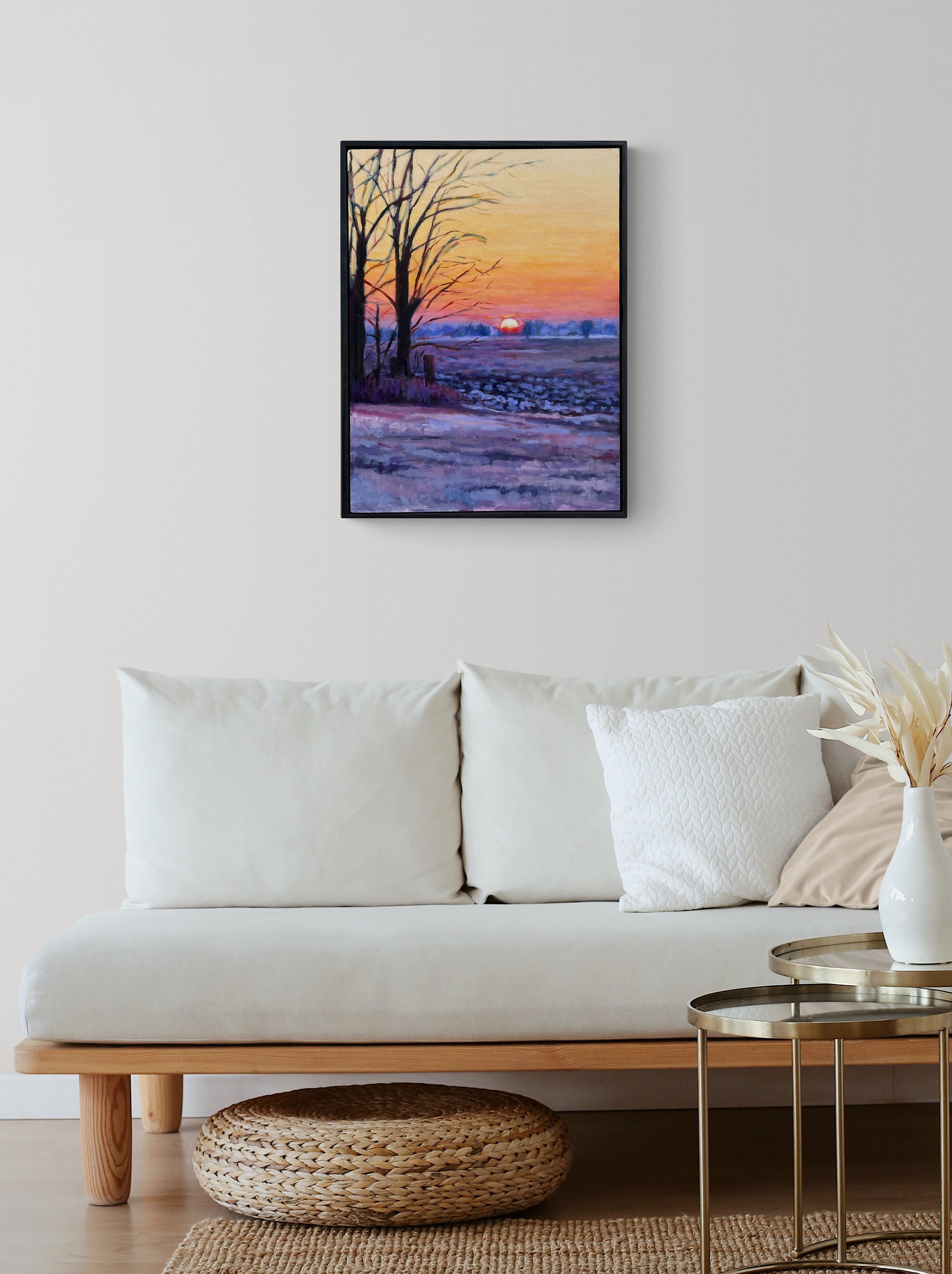 Sunrise Painting Farm Field Wall Art Country Road Sunrise - Etsy