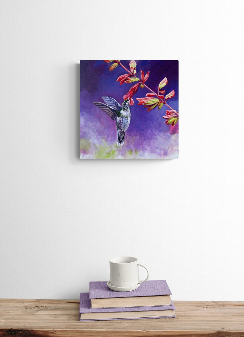 Hummingbird Painting Small Bird Wall Art Hummingbird Canvas - Etsy