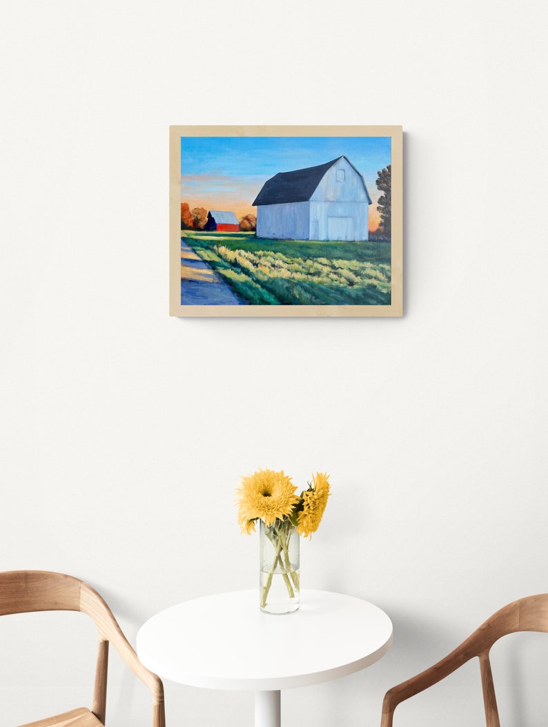 White Barn Art Barn Painting Barn Kitchen Art Modern - Etsy